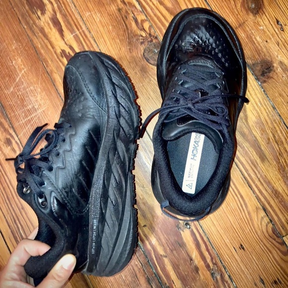 Hoka | Shoes | Nonslip Leathertop Black Hokas Great For Restaurant Work ...